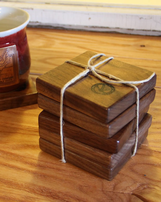 Hand.built Hardwood Drink Coasters ⋆ Red Rooster Trading Company